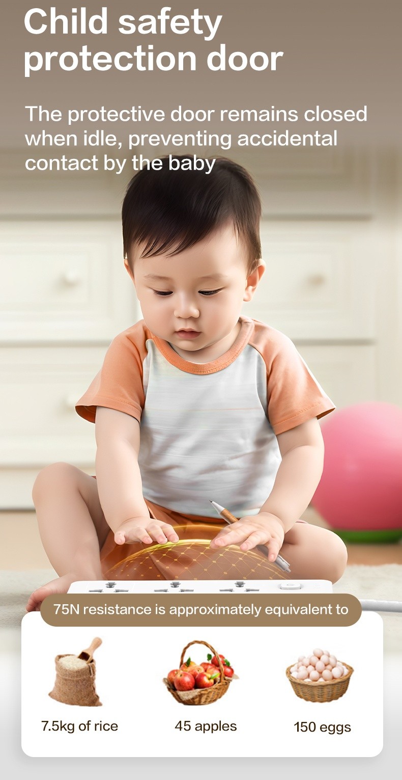 Deli Tools 3/5M Power Socket Extension Outlets Charger Universal Hole ...