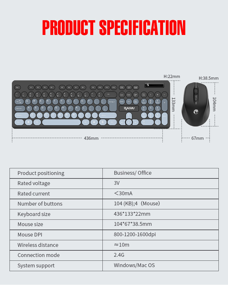 Zeus x Raiku R901 2.4G Wireless Keyboard & Mouse Combo - Colorful ...