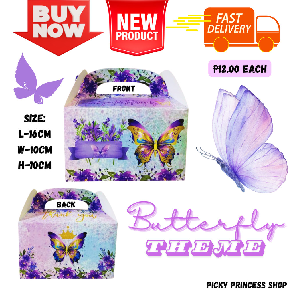 Butterfly Purple Theme Party Supplies Favor Boxes Loot Bags Decorations ...