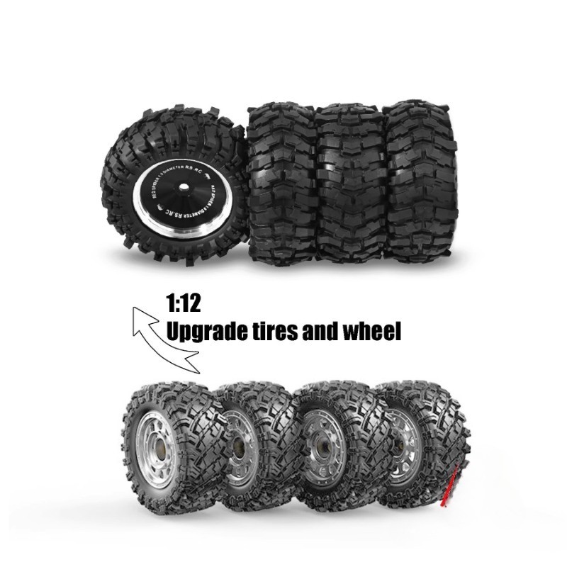 1.9" Negative Offset Wheels + 95mm Tires for RS Red Spider 1/10 Crawler ...