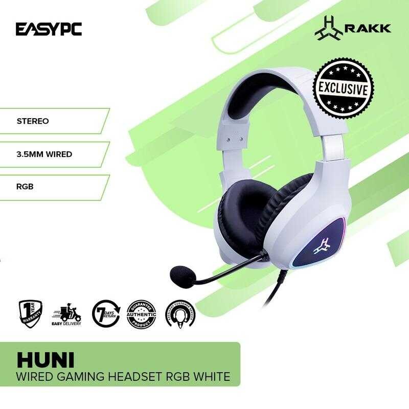 Easypc | RAKK HUNI RGB Wired Gaming Headset| Black And White Audio ...