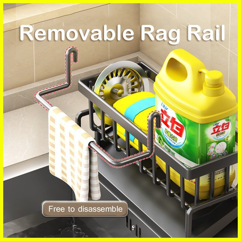 ABS Plastic Sponge Drainer Rack With Removable Rag Rail Stainless ...