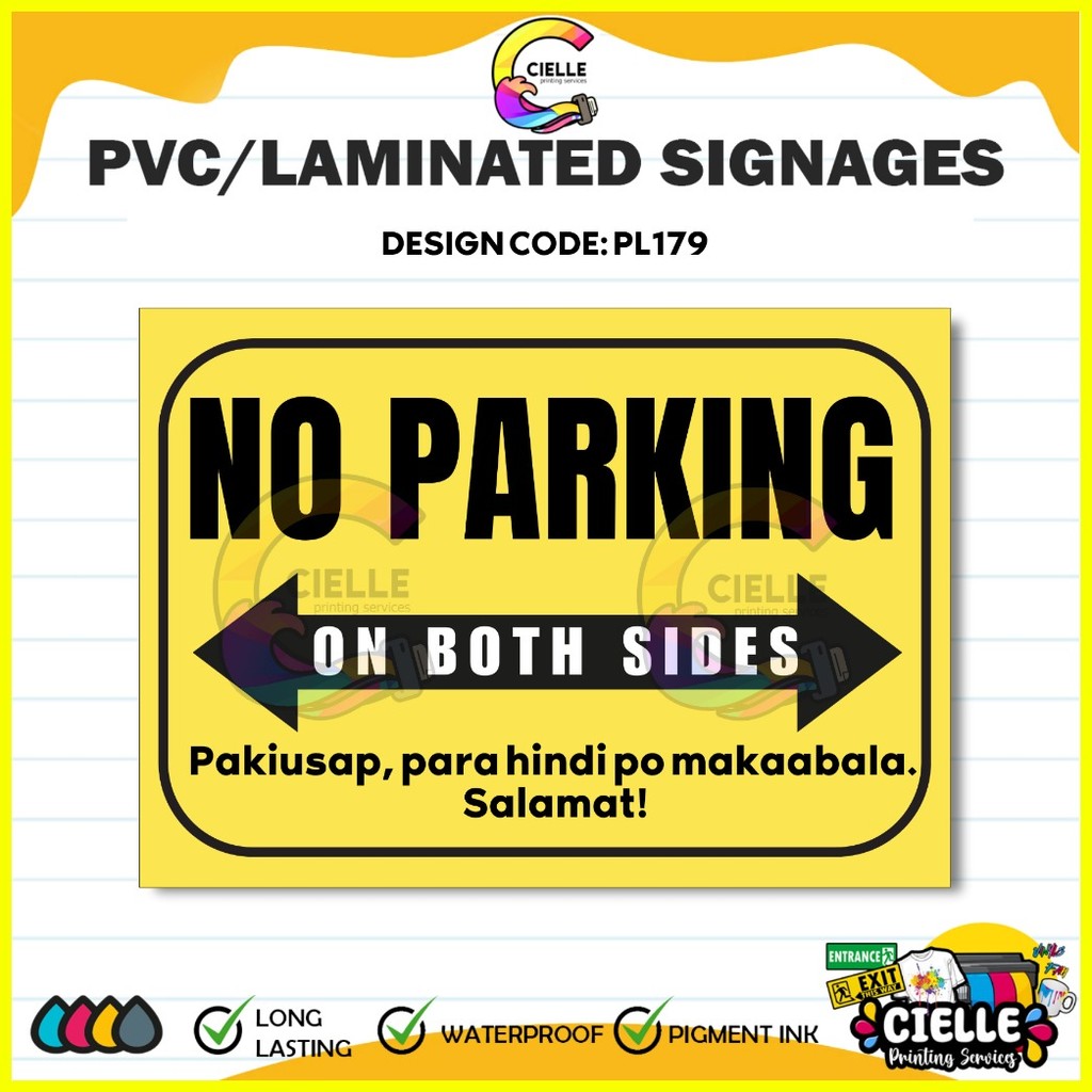 PVC/LAMINATED/STICKER SIGNAGES (PL189&PL190) - NO PARKING BOTH SIDES ...