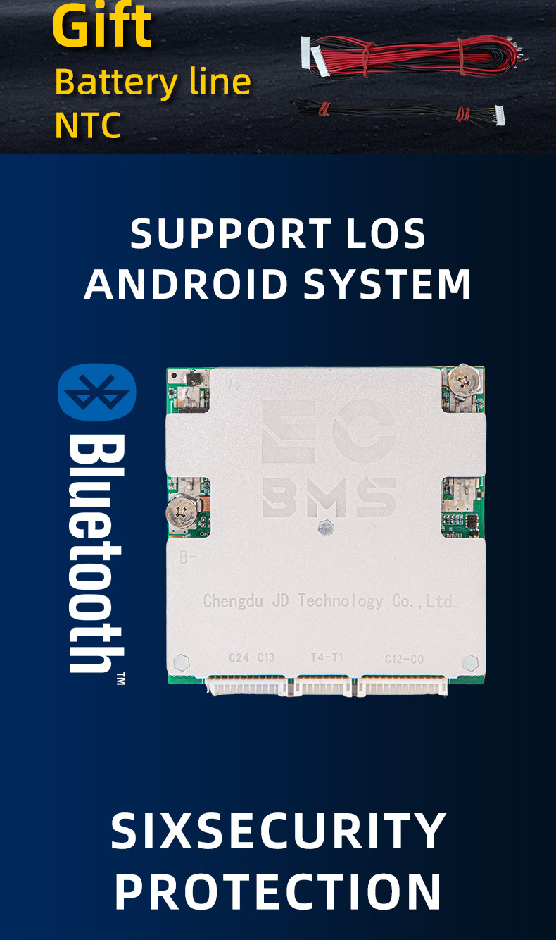EC8S200A Smart BMS 3-8S 200A APP Bluetooth Active Balance LiFePO4 Li ...