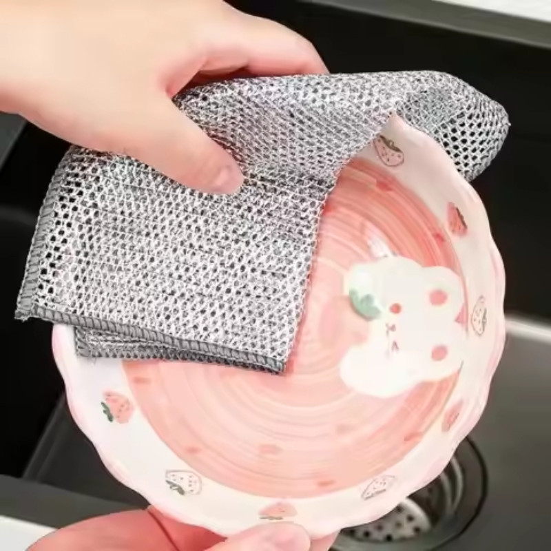 1PCS Kitchen Cleaning Steel Wool Wire Dishwashing Rags Non-Scratch Wire ...