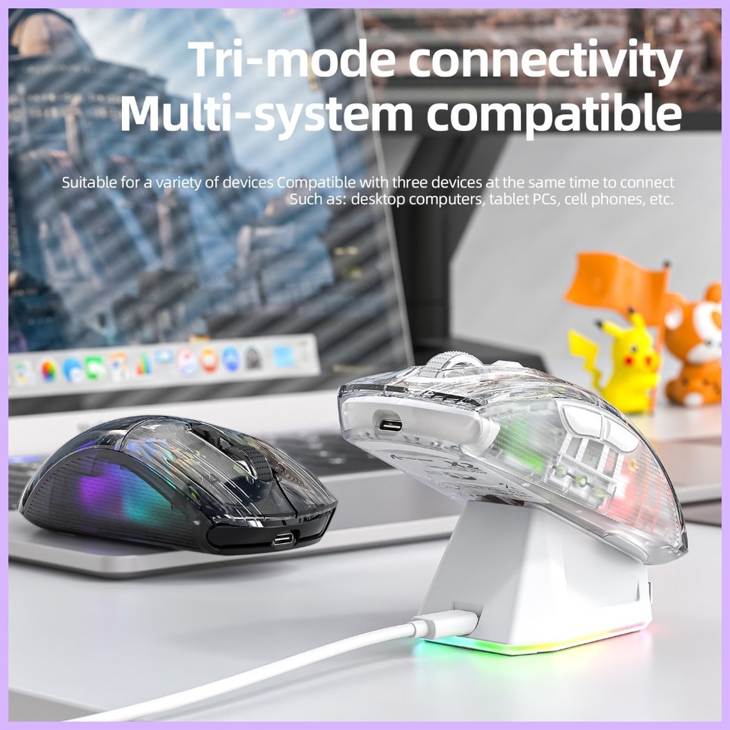 웃 Attack Shark X2 Pro Wireless RGB Gaming Mouse Full Transparent Design ...