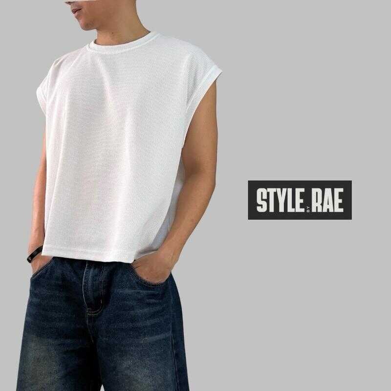 Sbyr Mini Waffle Boxy Crop Sando For Men Menswear Top Plain | Shopee ...