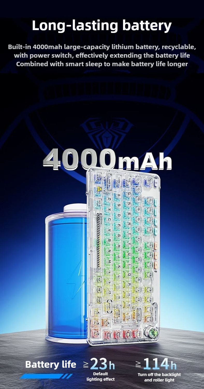 AULA F81 Wireless Bluetooth Three Mode Transparent Mechanical Keyboard ...