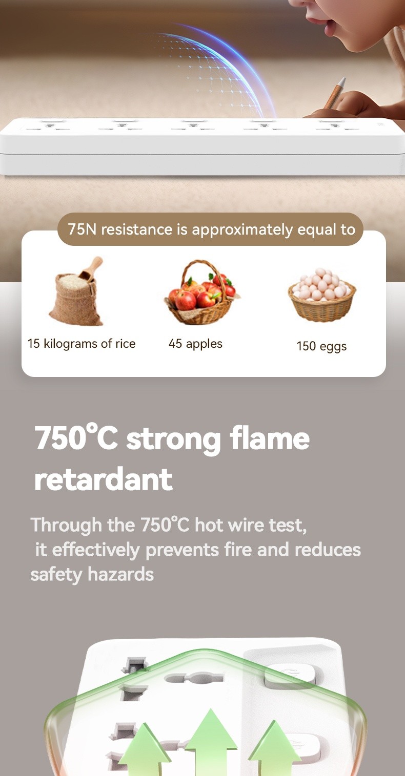 Deli Tools 2/3/5M Universal Power Strip 3 Groups Electric Sockets Power ...