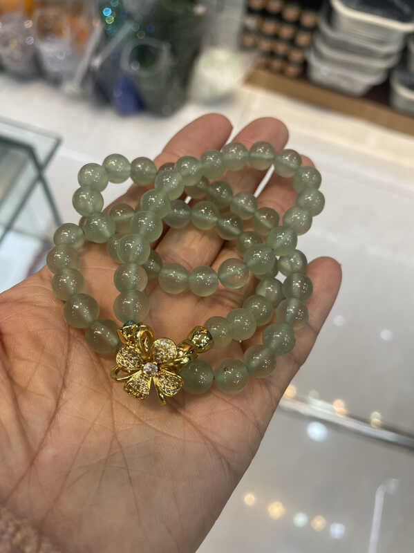 Natural Xiuyan Pure Jade Light Ice Green Jade Round Beads Buddha Beads ...