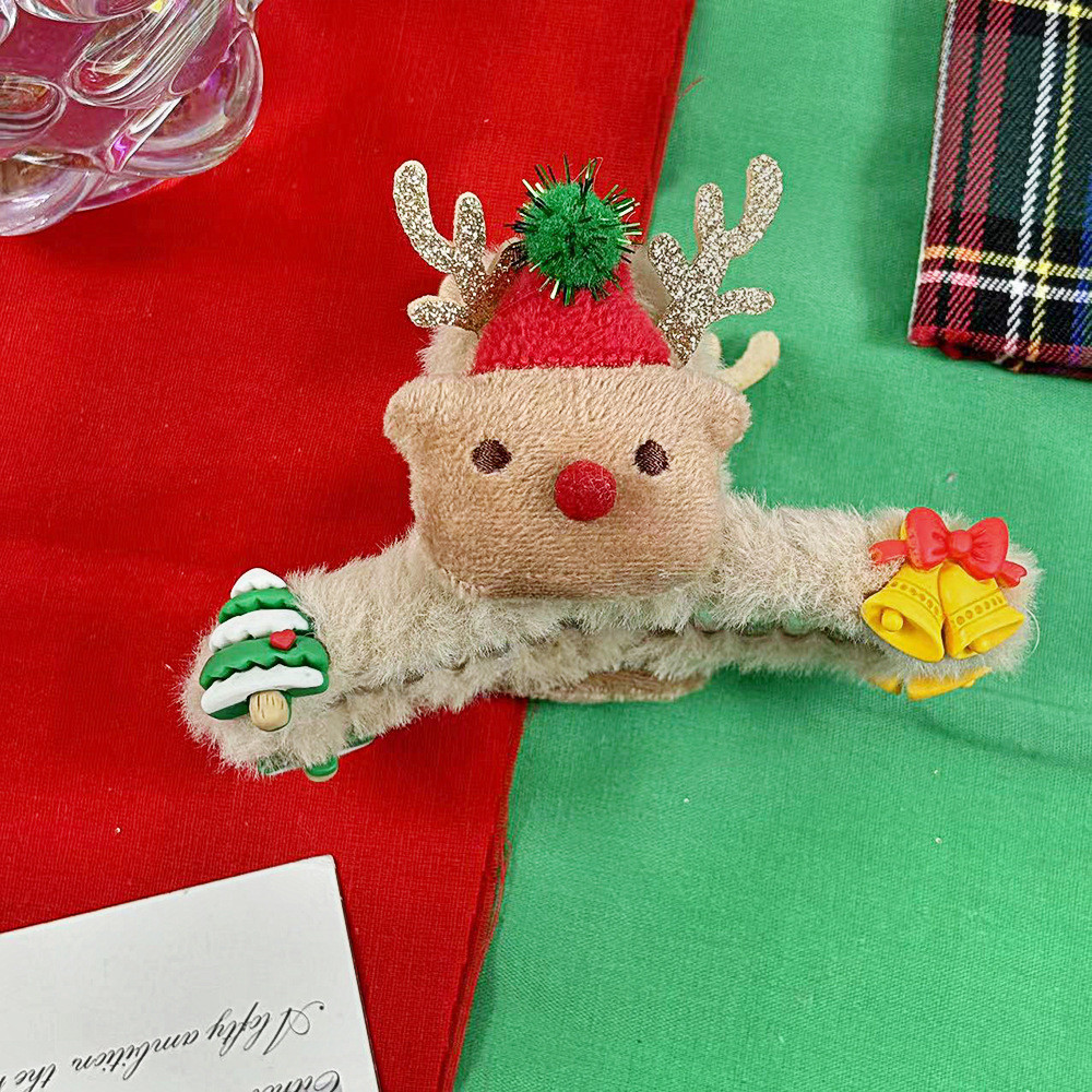 Christmas Hair Clip Elk Santa Plush Hair Clip Shark Clip Large Grab ...