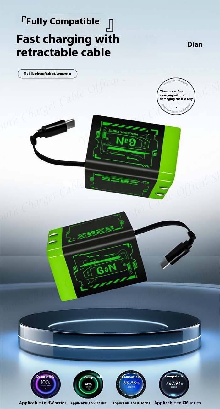 Mech Wind GaN Charger 67W Fast Charging Phone Charger with Retractable ...