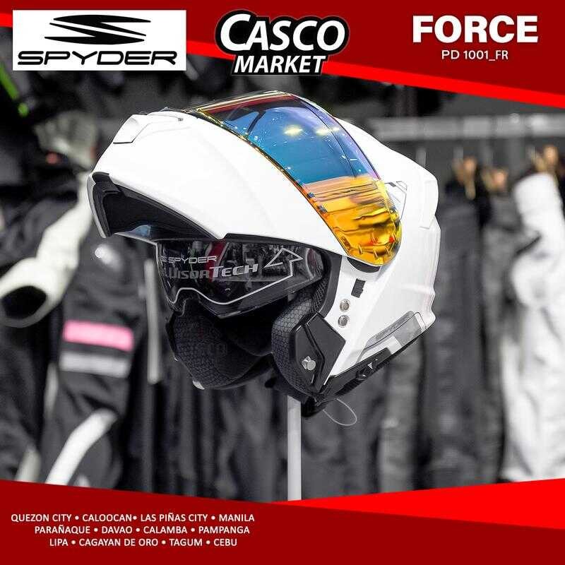SPYDER FORCE VERSION 2 PLAIN MODULAR DUAL VISOR MOTORCYCLE HELMET WITH ...