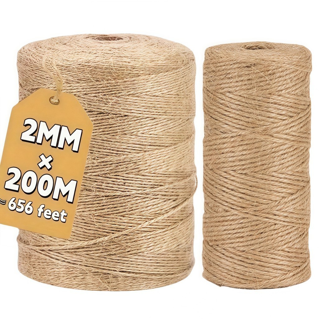 200M/100m 2mm Retro Jute Twine Rope Wrap DIY Crafts Handwoven Cord ...