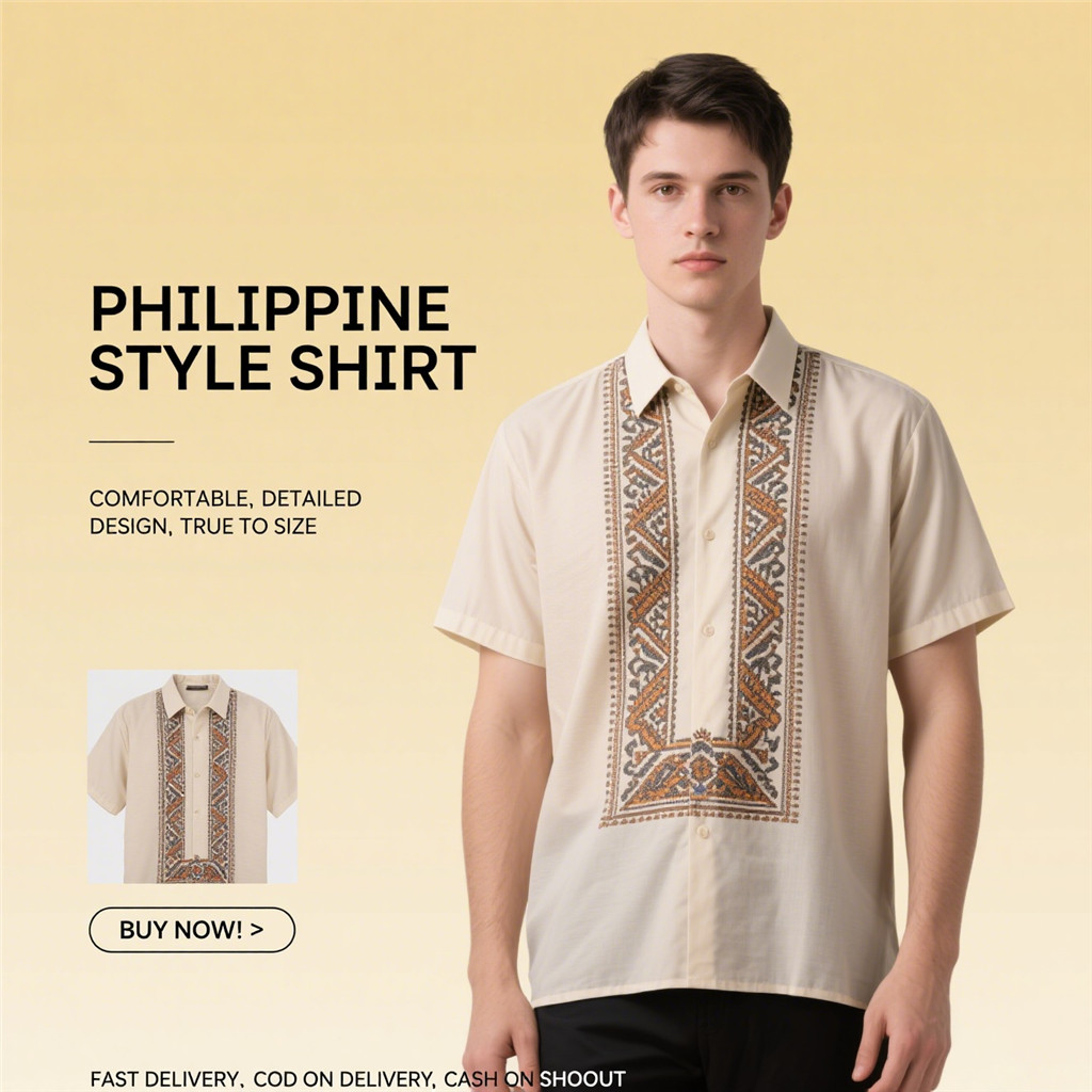 modern barong filipiniana Pinya Jusilyn Polo Barong Short Sleeves Full ...