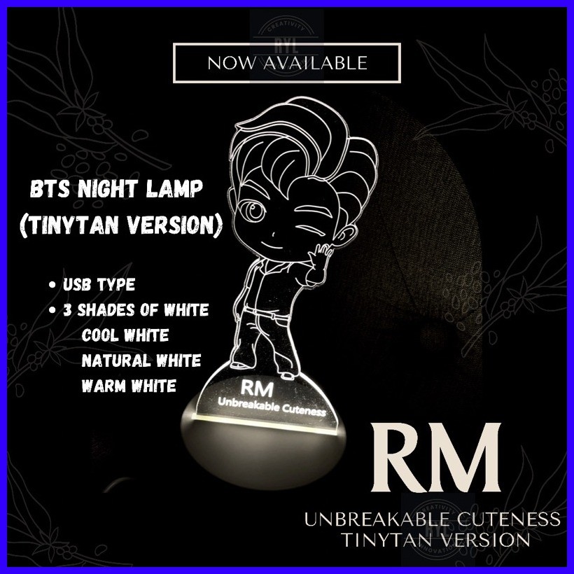 BTS Tinytan BT21 3D Night Lamp - Kpop Lamp - Jungkook V Jimin J Hope ...
