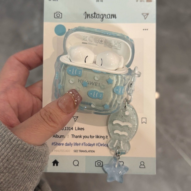 INS Cute Ocean Fish Star Pendant Case For AirPods 1 2 3 4 Pro AirPod ...