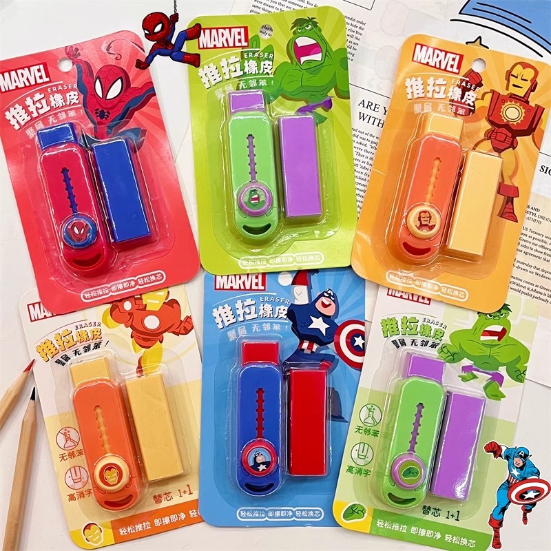Creativity Retractable Cartoon Spider-Man Pencil Eraser Push Pull ...