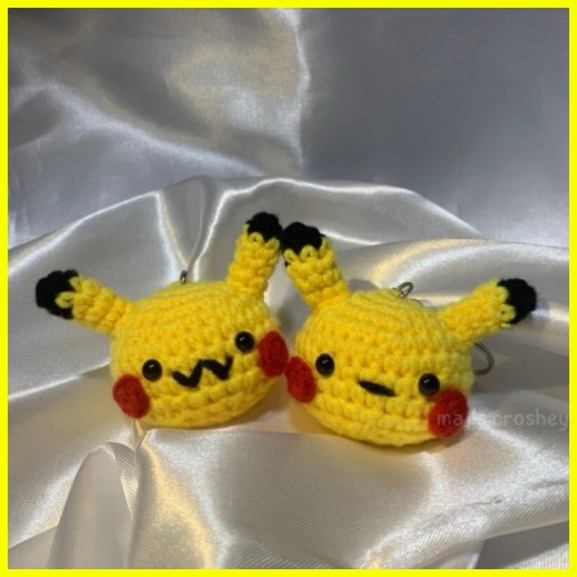 Pikachu Head Crochet Keychain | Majs Crochet | Shopee Philippines