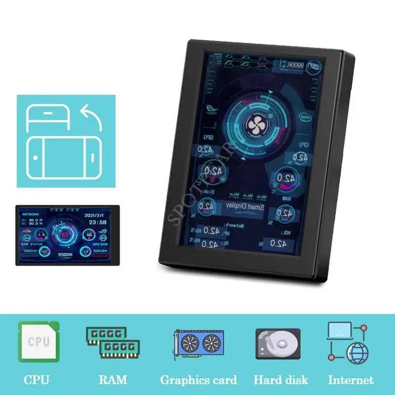 3.5inch Computer LCD Display PC CPU GPU RAM IPS Monitor USB Type C ...
