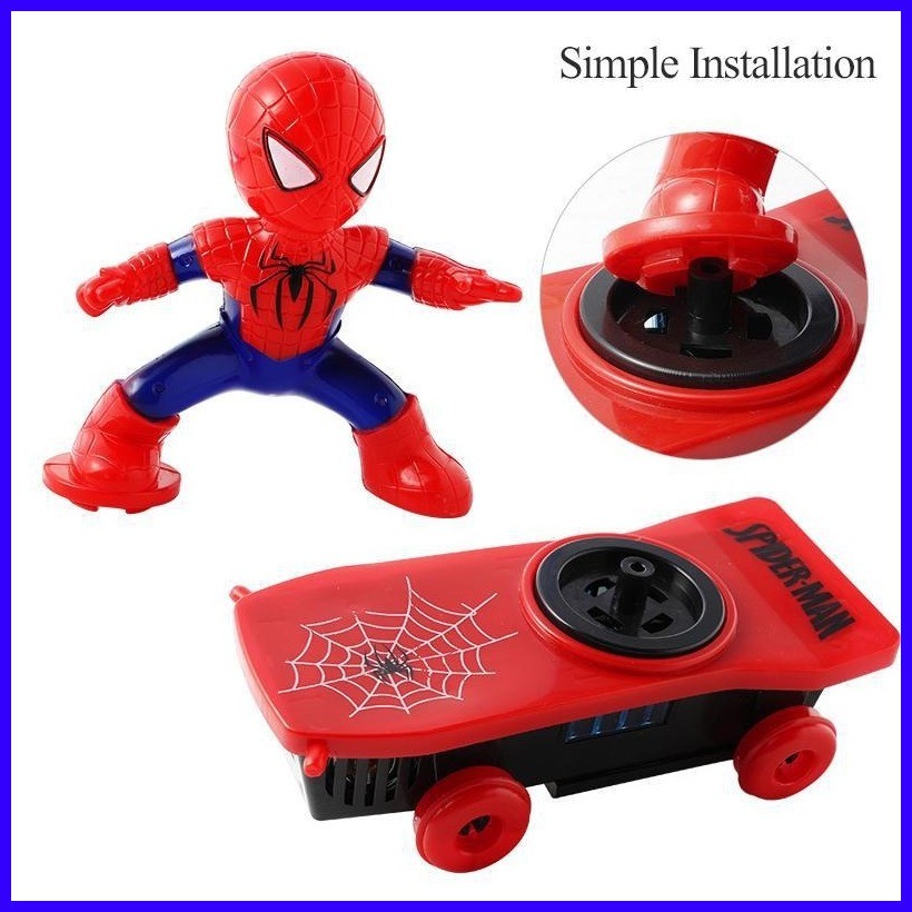 Kids Toy Car Spiderman Stunt scooter Whirl Anime Music 360° Rotate Led ...