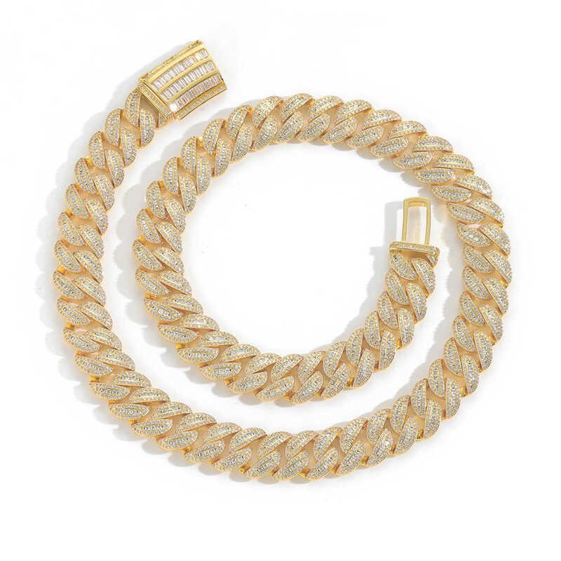 necklace Hip hop 15mm mixed set T-shaped zircon Miami Cuban chain ...