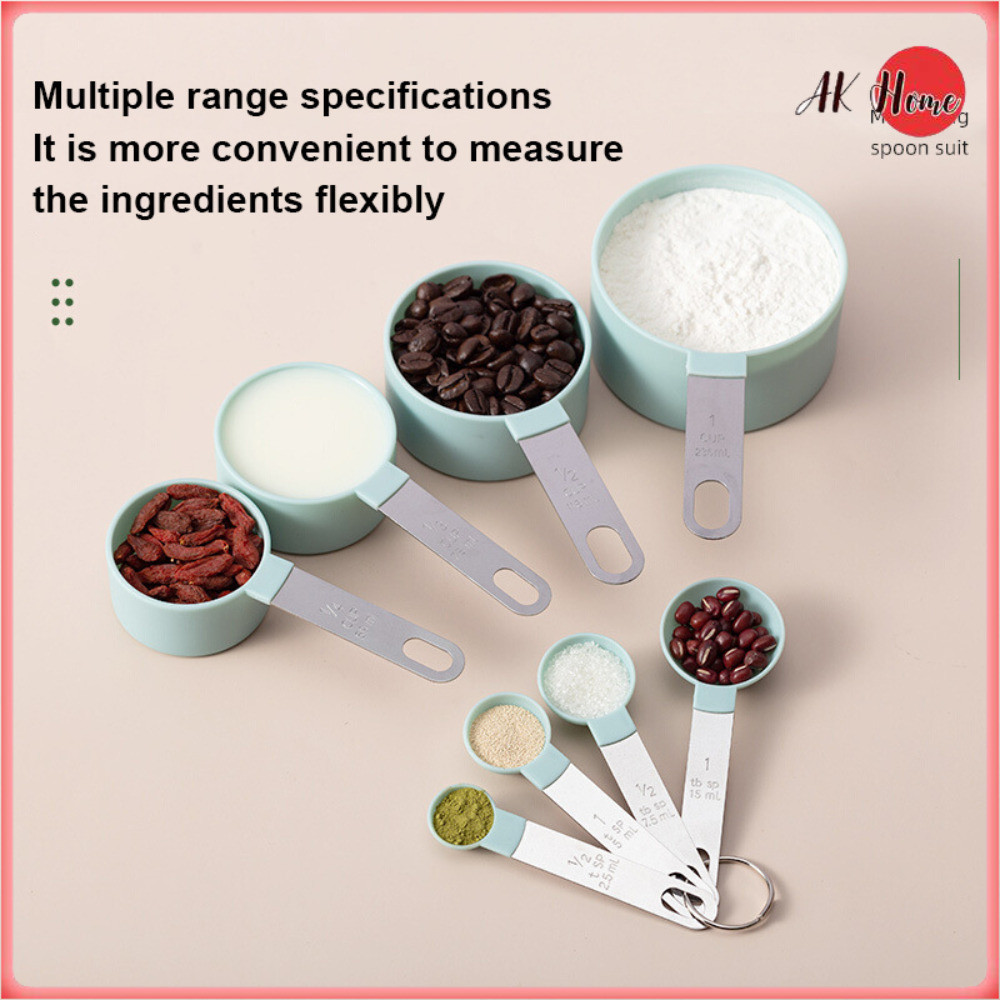 8pcs Stainless Steel Measuring Cups Measuring Spoon Kitchen Baking ...