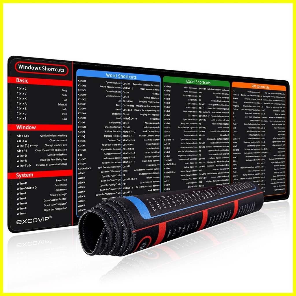 Office Shortcuts Mouse Pad Extended Excel Powerpoint Word Software ...