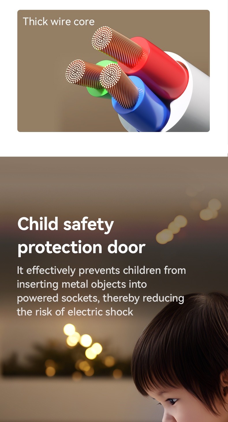 Deli Tools 2/3/5M Universal Power Strip 3 Groups Electric Sockets Power ...