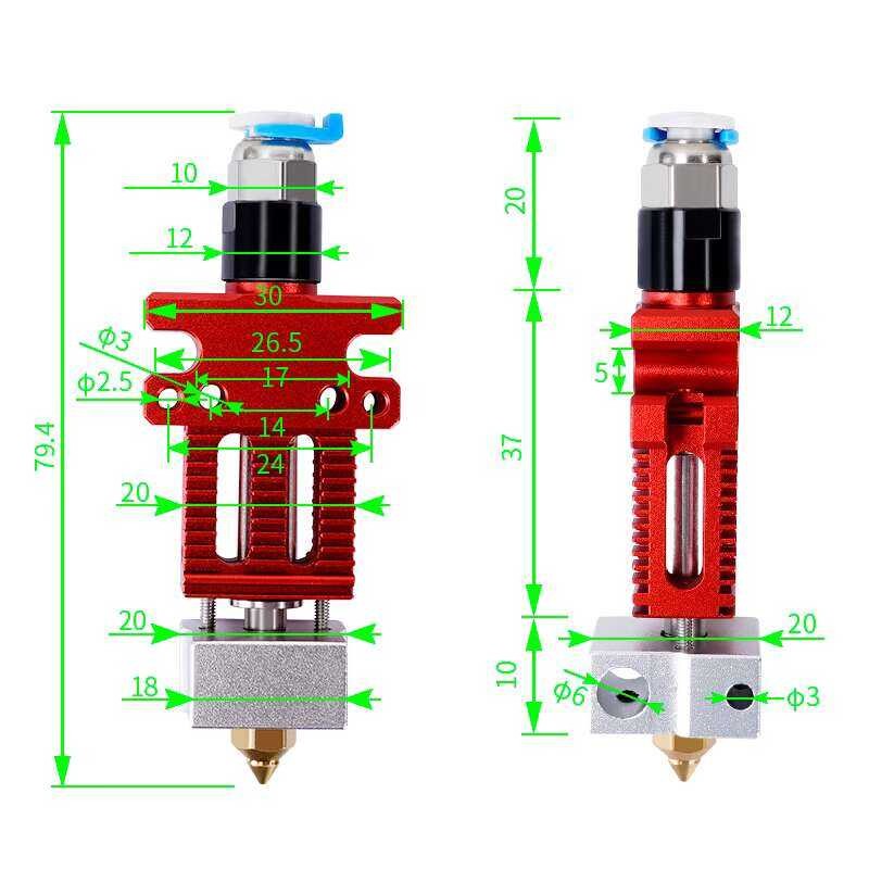 ☑♥ Creality CR6SE Hotend Extruder Head Nozzle Kit Block Throat Tube ...