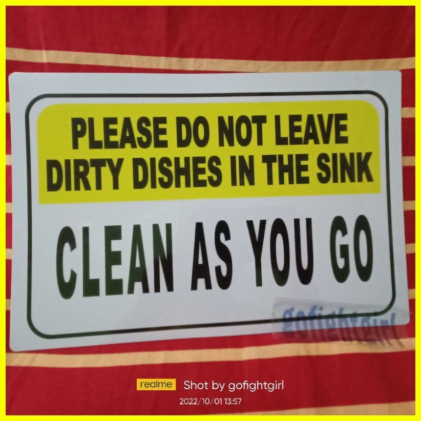 Please don't leave dirty dishes in the sink Signage PVC Plastic (7.8x11 ...