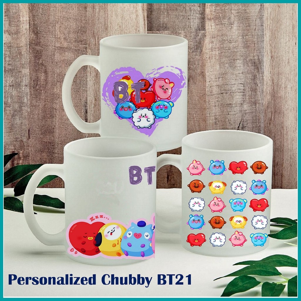 Personalized Chubby BTS BT21 Frosted Mug Clear Mug Magic Mug | Shopee ...