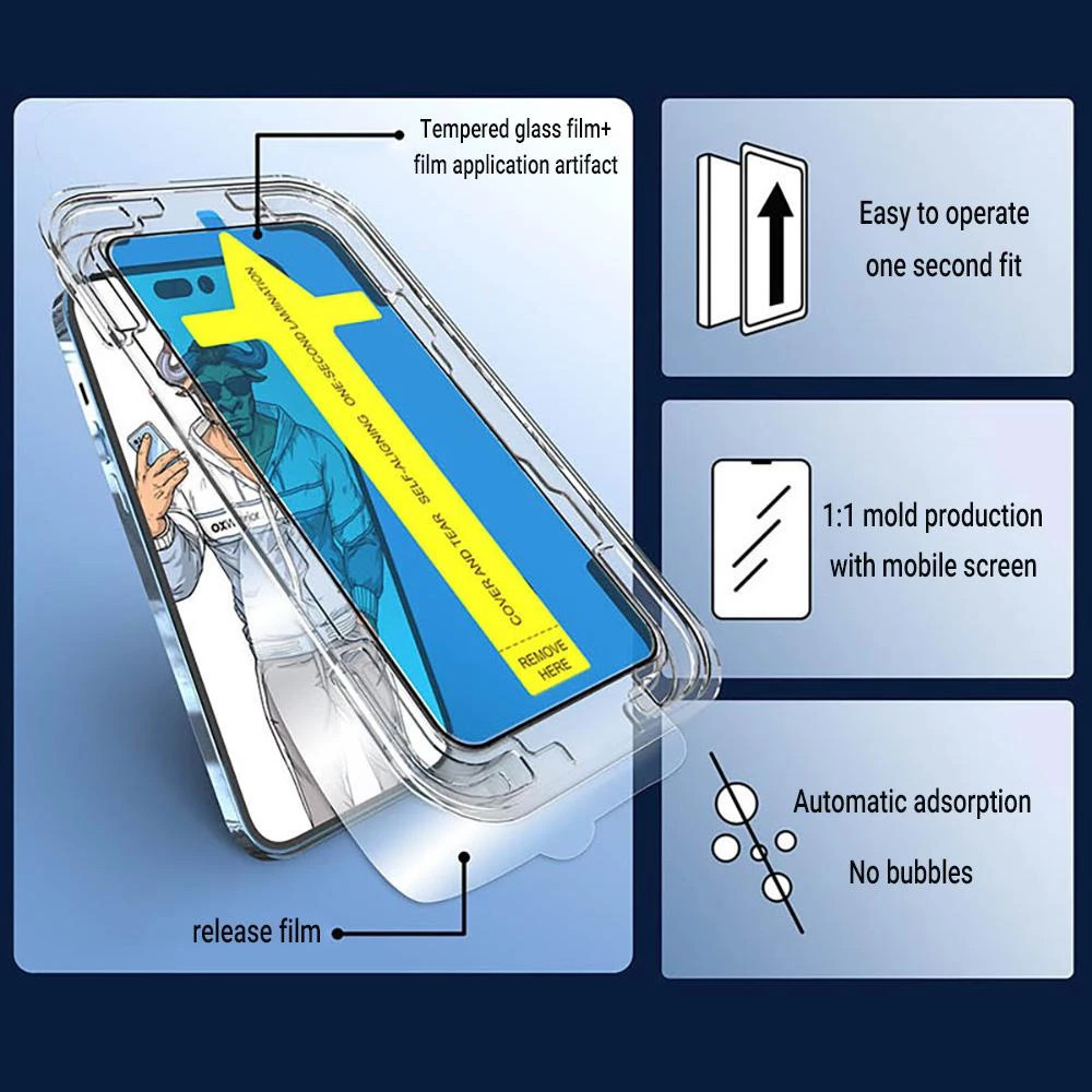 Easy install Tempered glass For iPhone 17 Air 16 16e 15 14 13 12 11 X ...