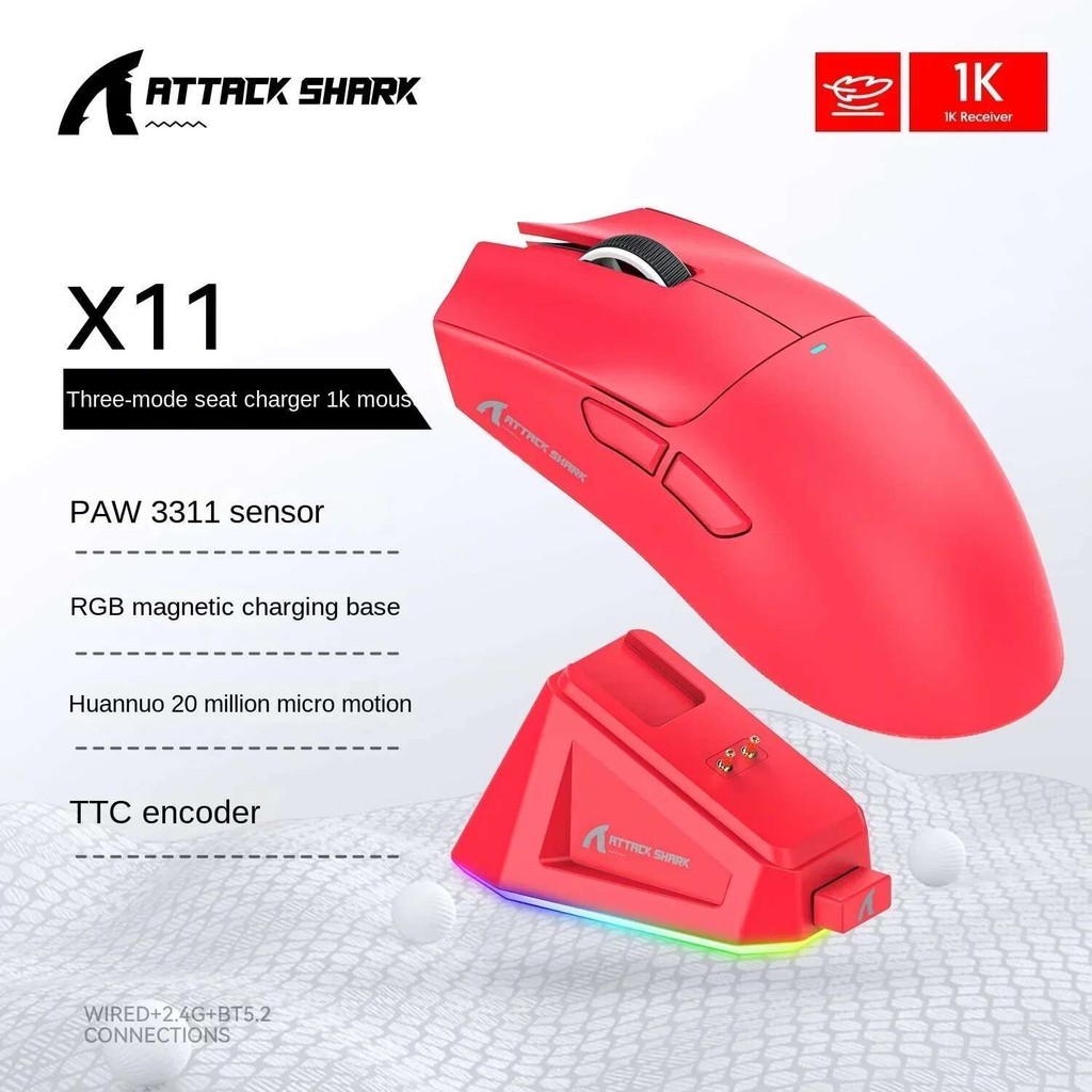 Shark Attack X11 Triple Mode Wireless Ultralight Bluetooth Lightweight ...