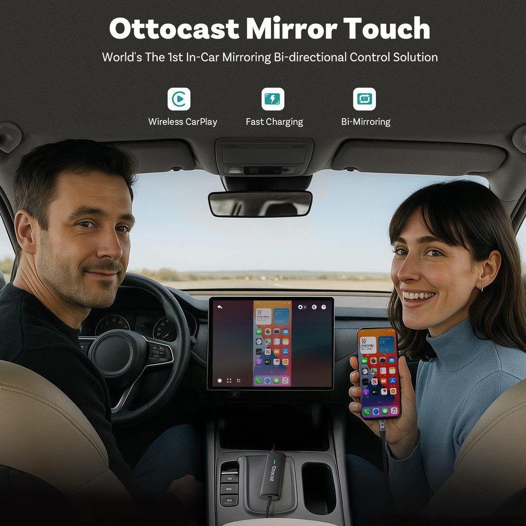 Ottocast Mirror Touch Bi-Mirroring Wireless CarPlay Adapter Bi ...