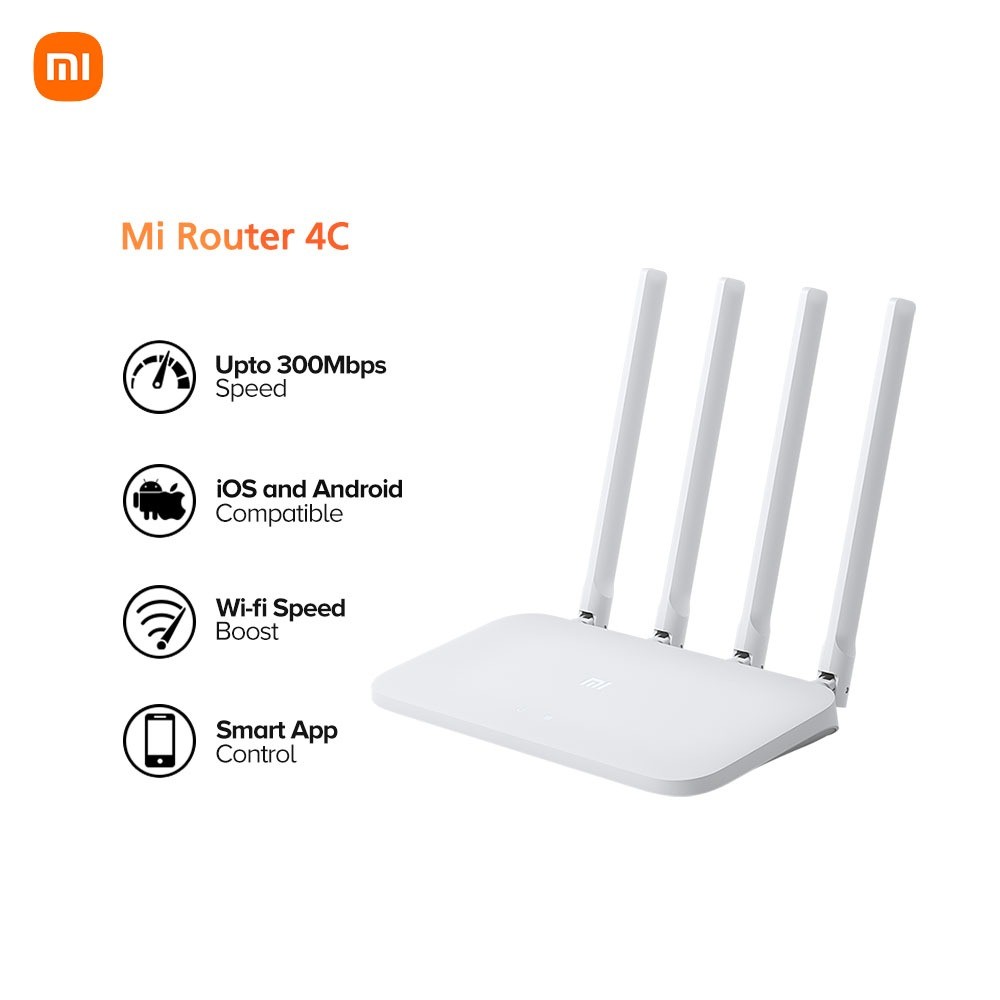 ♞Xiaomi Mi Router 4C Wireless Wi-Fi Router 300Mbps 2.4GHz with 4 Antennas (White) | Shopee ...