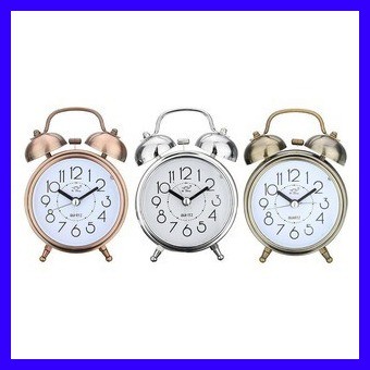 JK MALL Classic Silent Double Bells Quartz Movement Bedside Table Retro ...