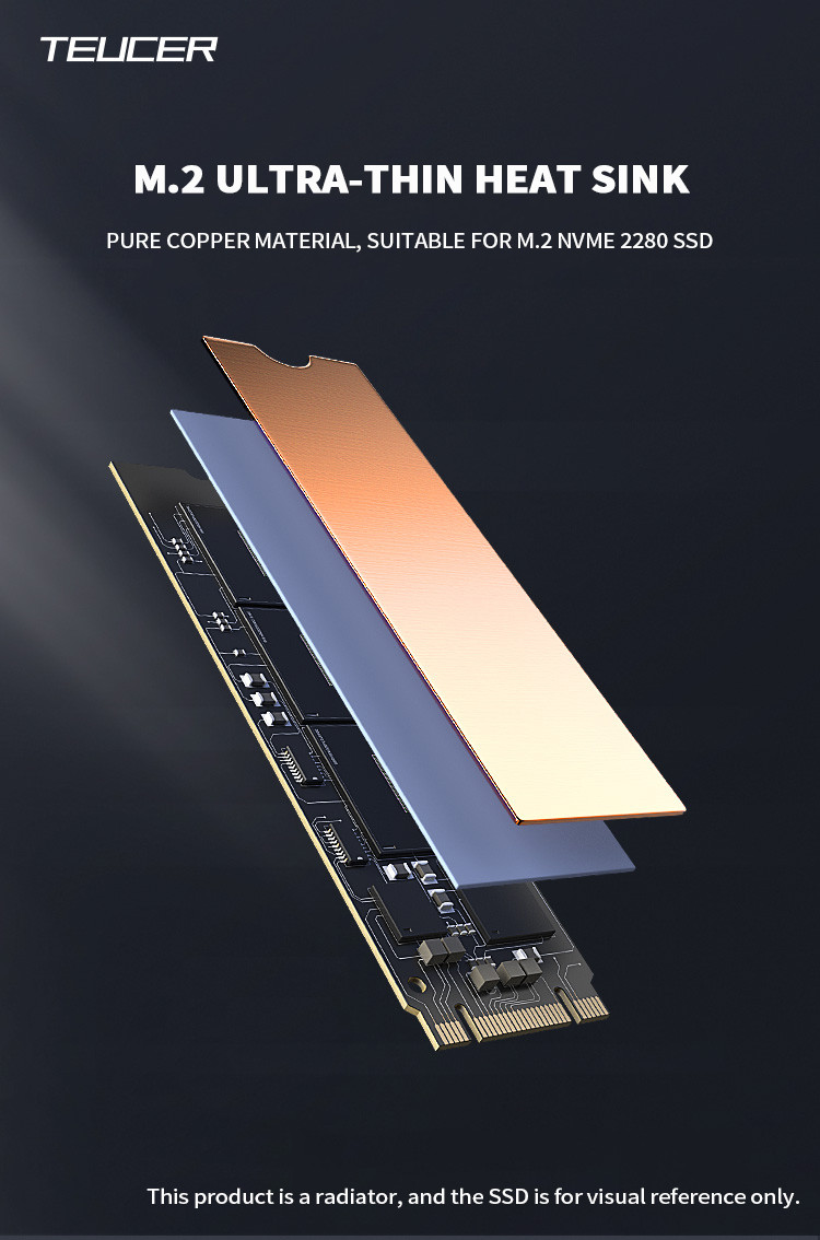 TEUCER M.2 NVME SSD Heastink 2280 Pure Copper Cooling Fins with Nano ...