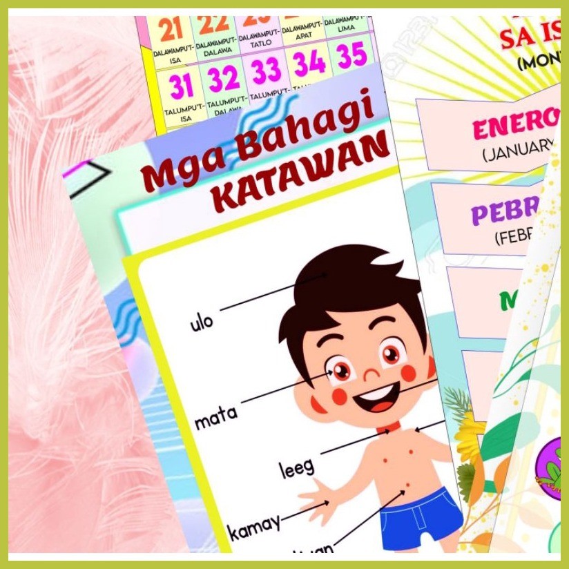 Tagalog Chart ,Kulay, Hugis, Bilang, Bahagi ng katawan, Buwan sa isang ...