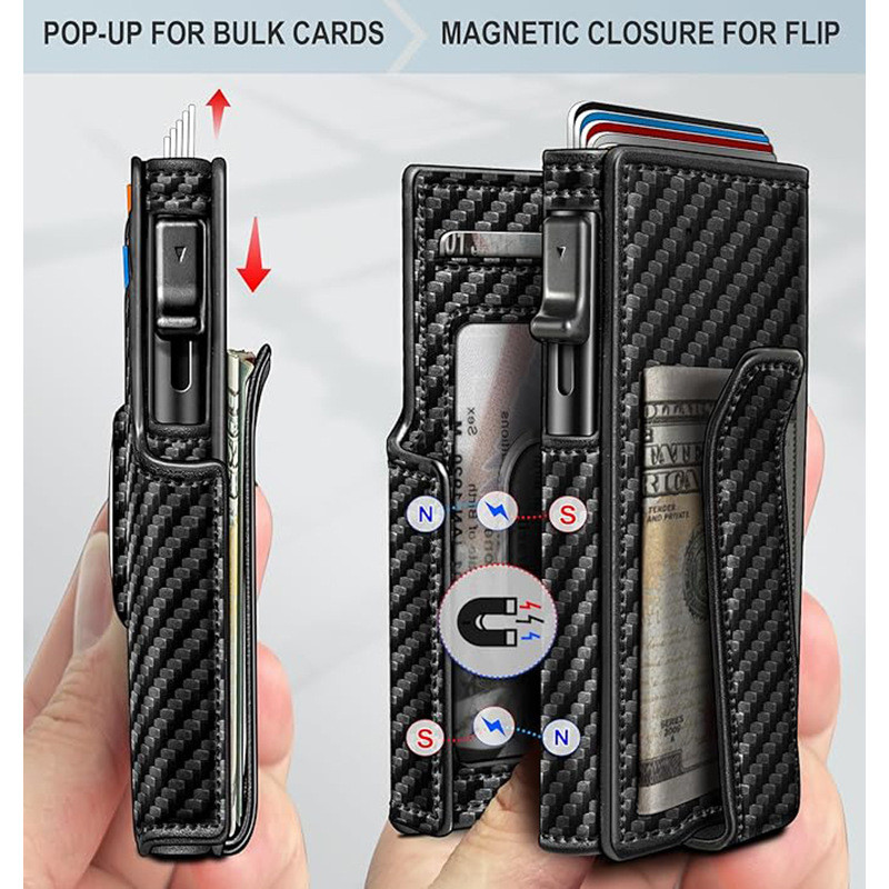 Ultra-Thin Magnetic Flip Men's Wallet Airtag Contrast Color Microfiber ...