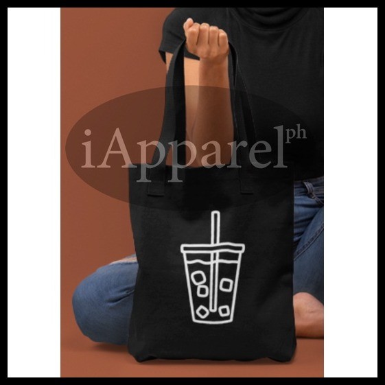 Iced Coffee Tote Bag Canvass - Off White / Black ⭐ | Shopee Philippines