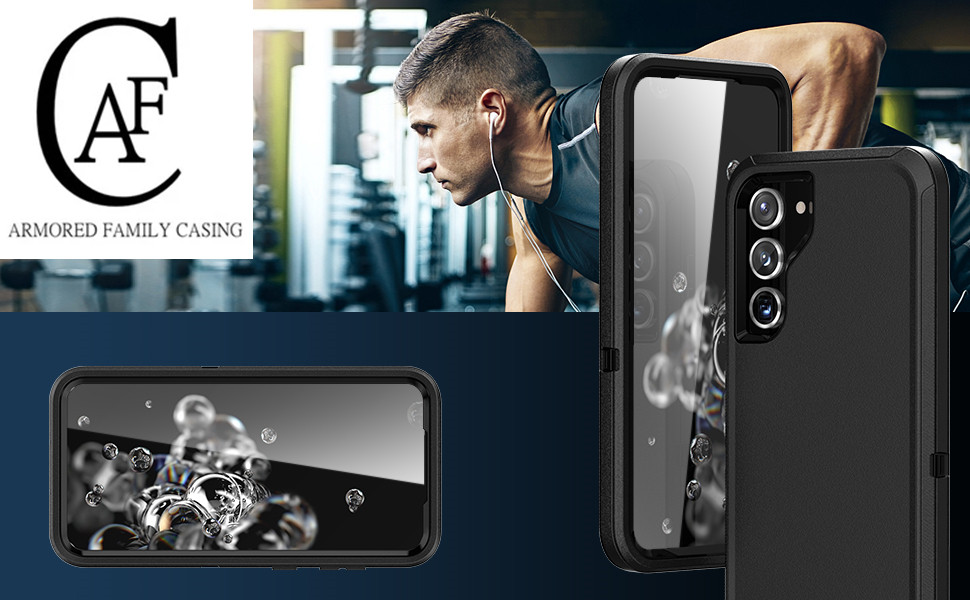 Luxury Black Armor 3-in-1 Phone Case For Samsung Galaxy S26 S25 S24 S23 ...