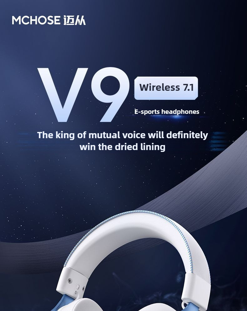 MCHOSE V9 Pro E-sports Headset Headworn C- Media Custom EQ Three Mode Wireless Bluetooth ...