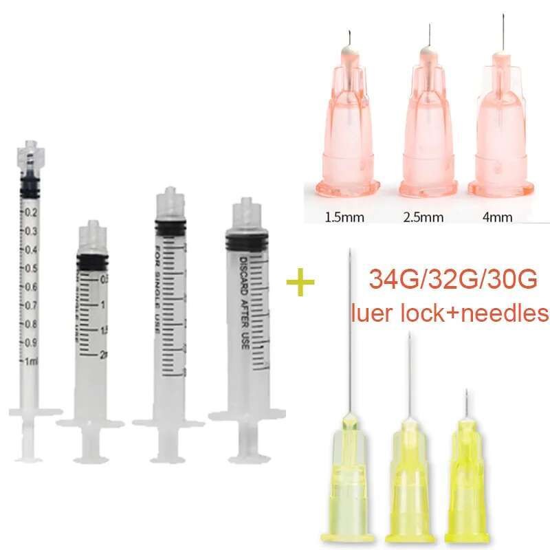 20pcs/lot 3ml 5ml luer Syringe 34G 30G 4mm 32G Injection Needles Tattoo ...