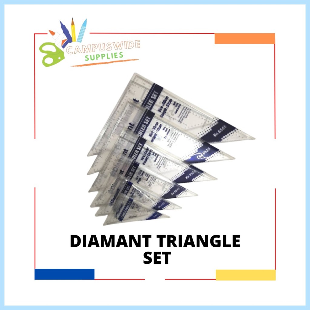 ♞DIAMANT / DELI Triangle Ruler Set (Set of 45x45 and 30x60) ♂ | Shopee ...
