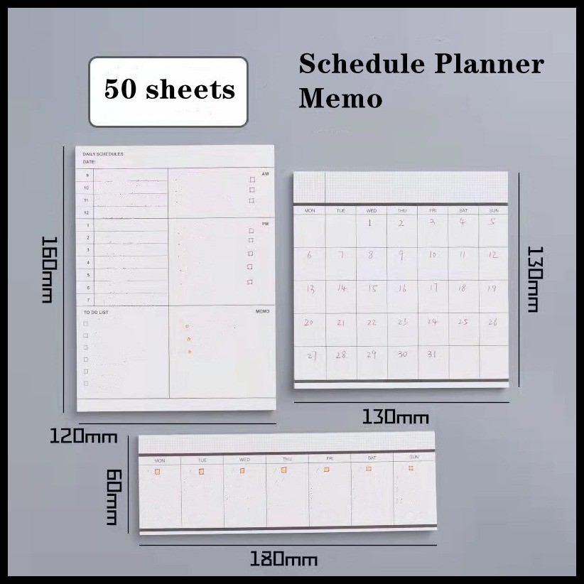 50 Sheets monthly plan weekly plan dairy this can tear up work memo ...