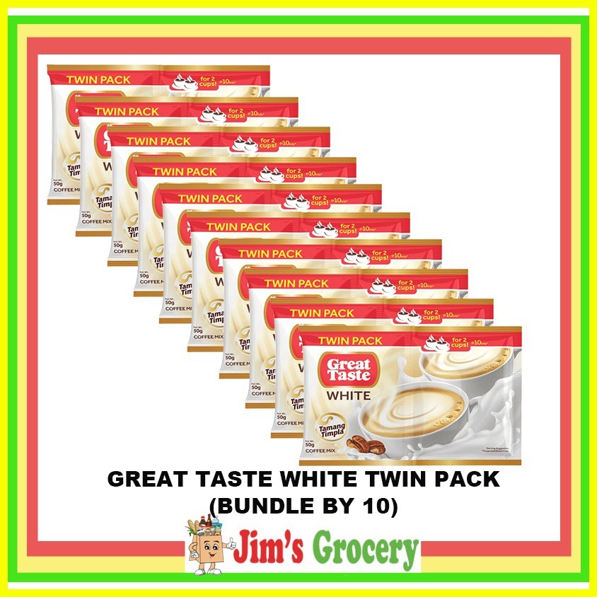 JIMS GREAT TASTE WHITE TWIN PACK 50G BUNDLE BY (10PCS) | Shopee Philippines