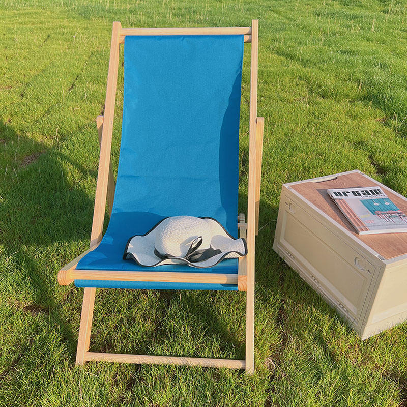 Beach Chair Folding Chair Solid Wood Lounge Chair Canvas Chair Lunch ...