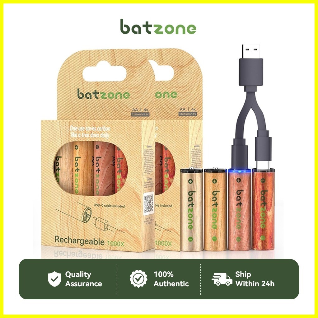 batzone USB-C Rechargeable AA 2220mWh Battery for Cameras, Toys ...