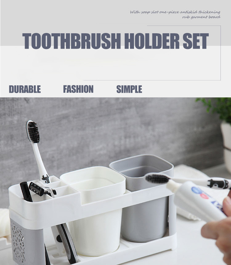 Bathroom Toothbrush Holder Set, Toothpaste & Toothbrush Shelf, Simple ...